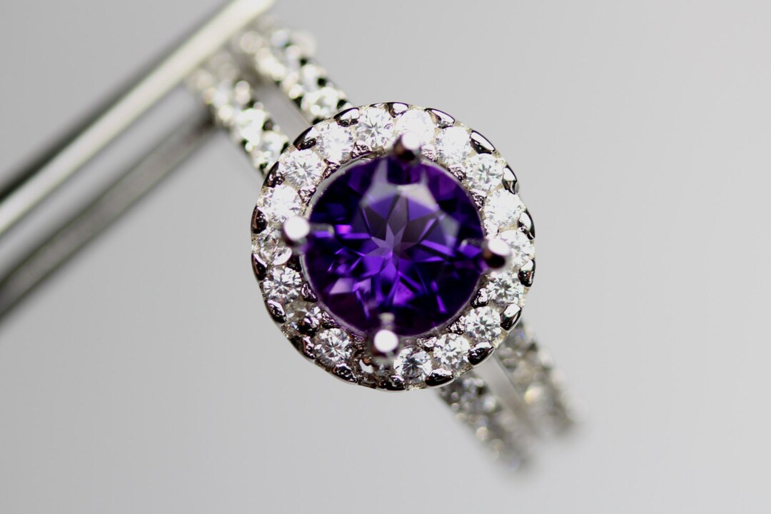 Deep Purple African Amethyst in a Radiant Accented Sterling Silver ...