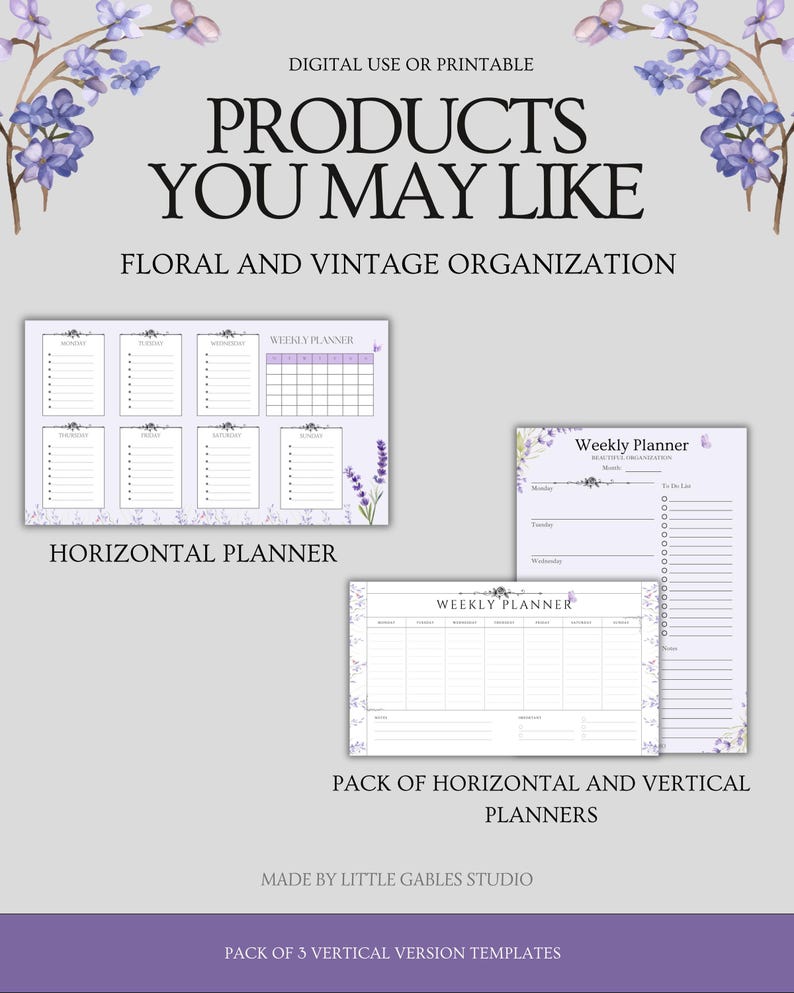 Floral Monthly Planner Printable Bundle | Lavender Aesthetic Planner ...