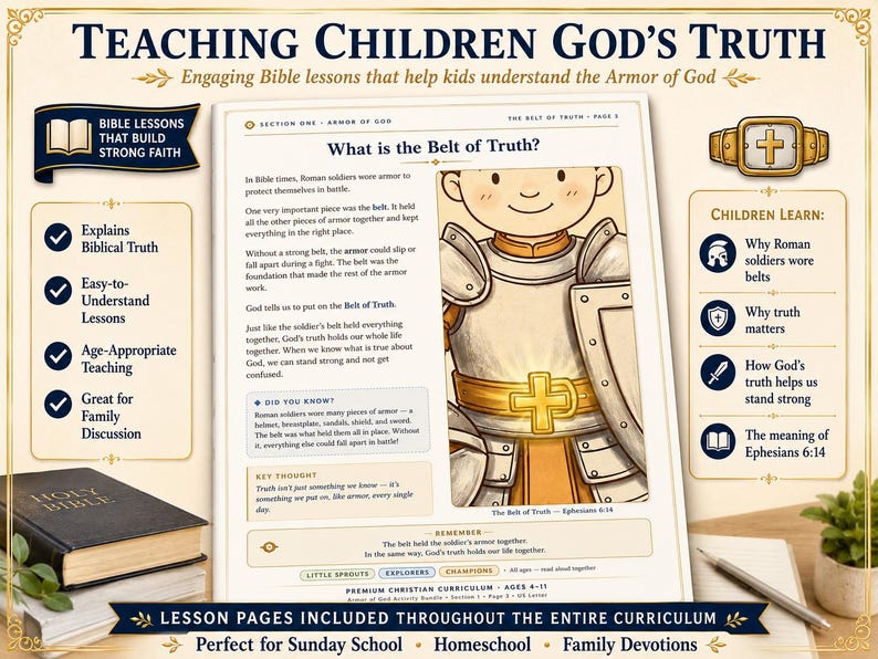Armor of God Belt of Truth Activity Bundle | Christian Kids Printable ...