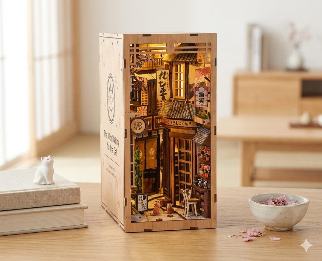 DIY Japanese Alley Book Nook Kit With LED Lights — Cat Alley Miniature ...