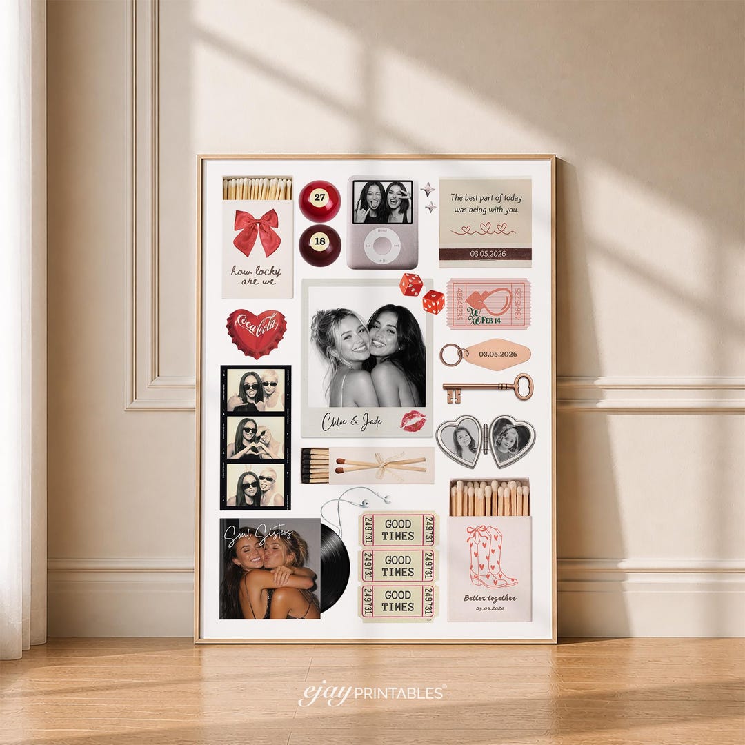 Editable Bestie Collage Poster, Friendship Photo Art, Custom Canva ...