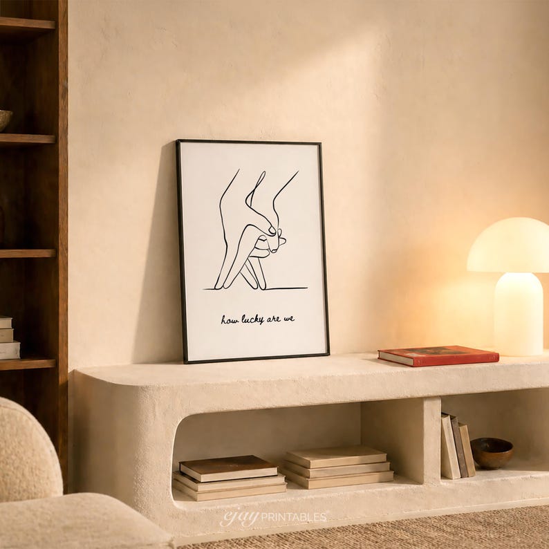 Hand Drawn Hands Line Art Print, Minimalist Couple Wall Art, Neutral ...