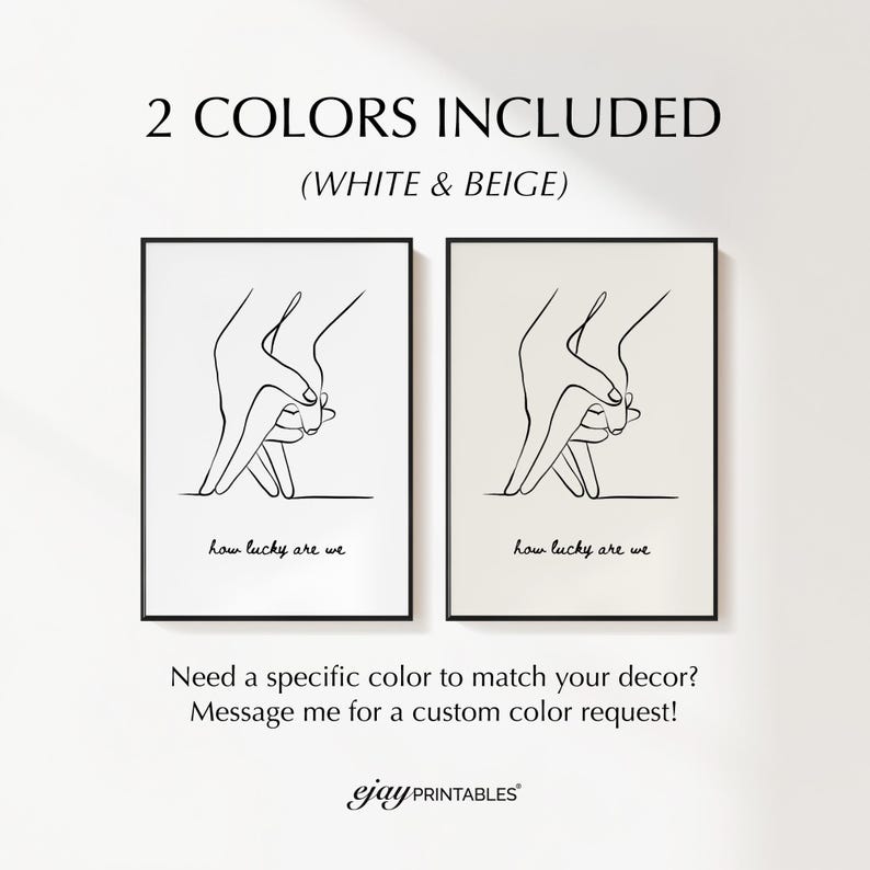 Hand Drawn Hands Line Art Print, Minimalist Couple Wall Art, Neutral ...