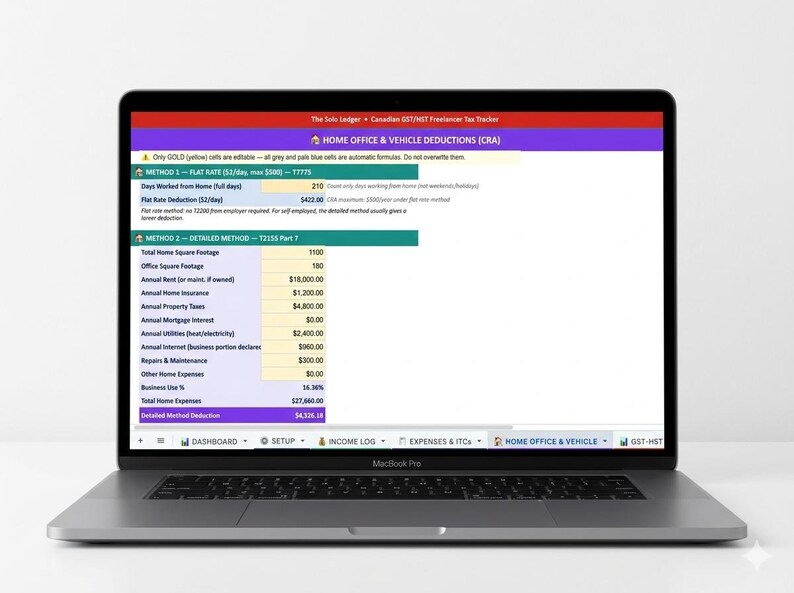 Canadian GST HST Tax Tracker Spreadsheet | Freelancer Tax Calculator ...
