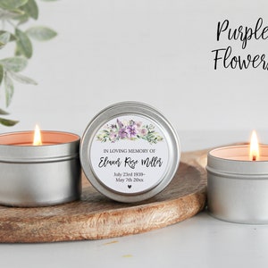 Memorial Service Gift Candles / Funeral Candle Favors / in Memory of ...