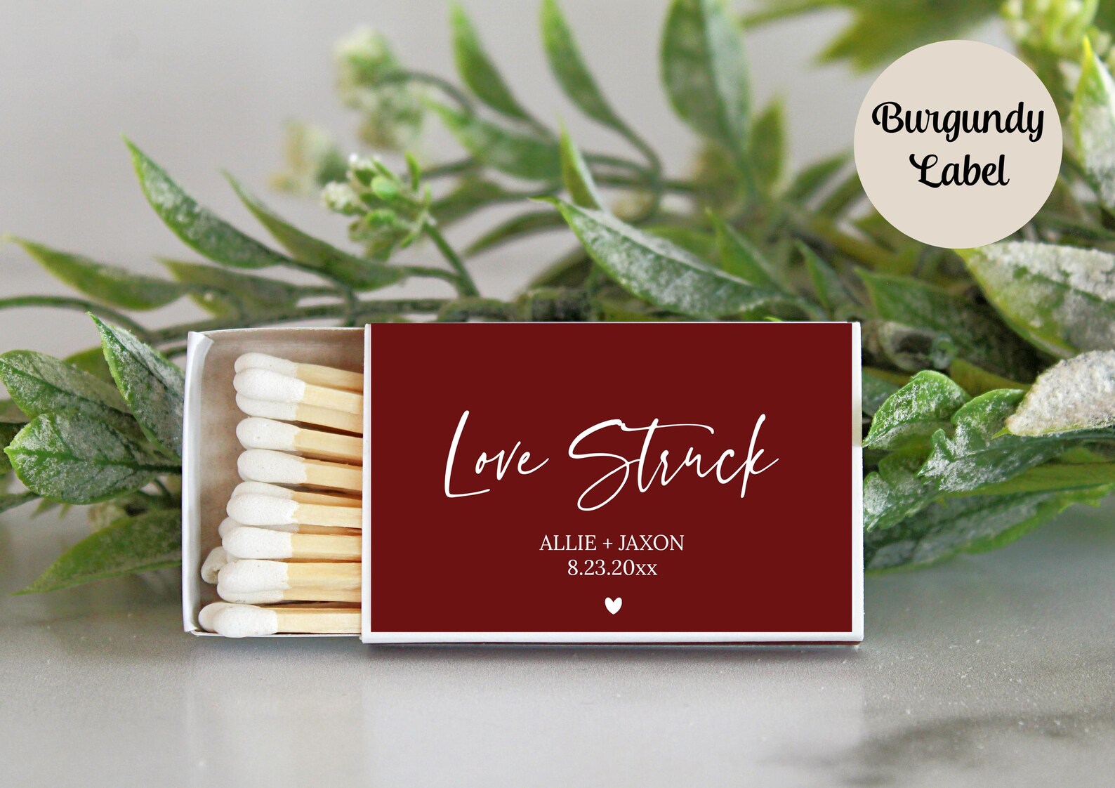Love Struck Personalized Matches / Set of 10 / Wedding Favors ...