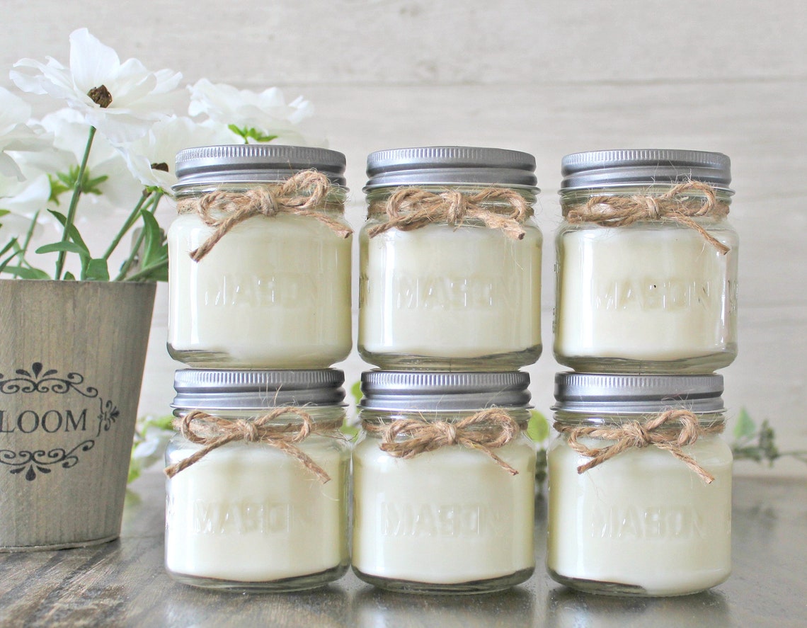 Set of 6 - 8 Oz Soy Mason Jar Candles / Soy Candles / Handpoured ...