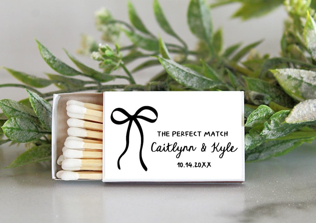 Bow Matchbox Favors / Personalized Matches / Set of 10 / Wedding Favors ...