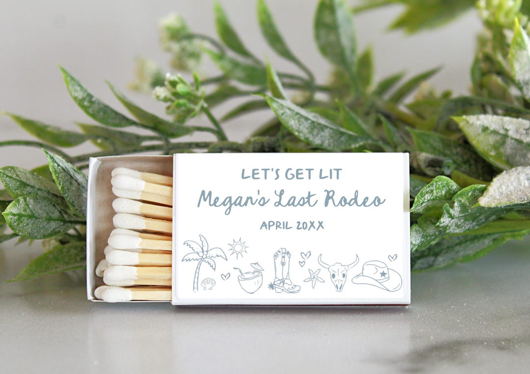 Coastal Cowgirl Bachelorette Matchbox - Custom Party Favor - Let's Get ...
