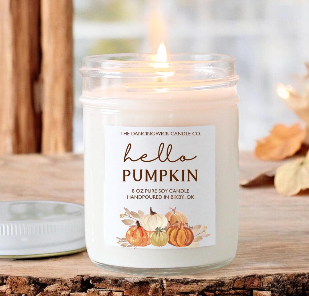 Hello Pumpkin Fall Candle / Autumn Decor / Friendsgiving / Thanksgiving ...