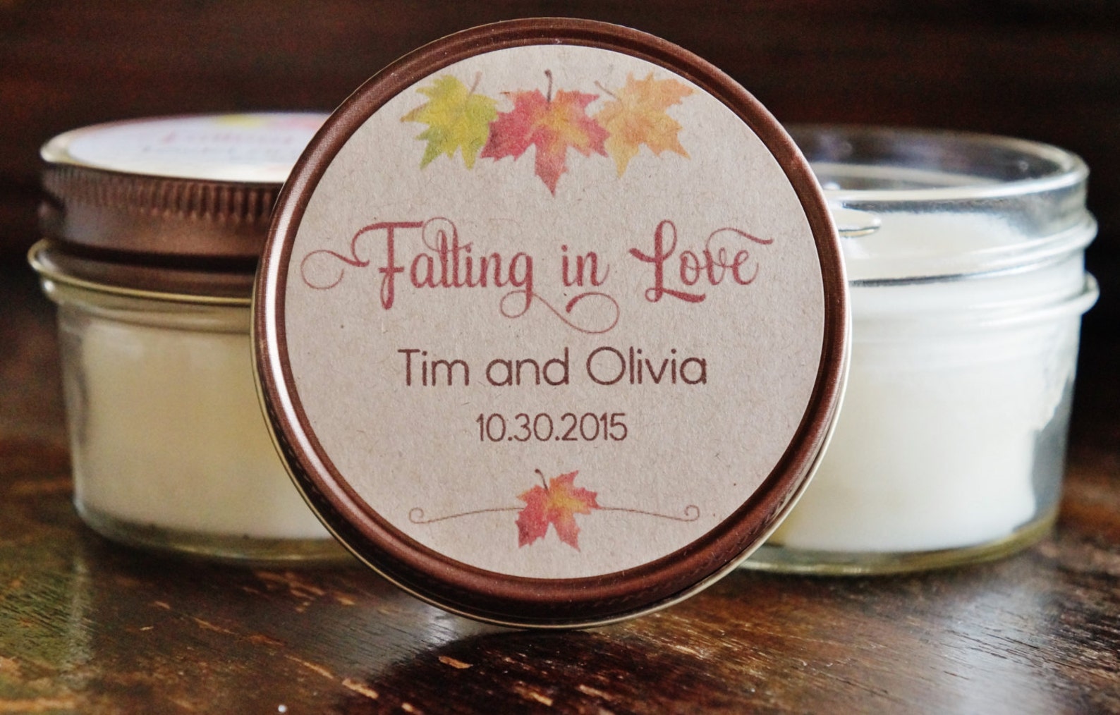 Personalized 4oz Wedding Favor Candles / Autumn Wedding Favor | Etsy