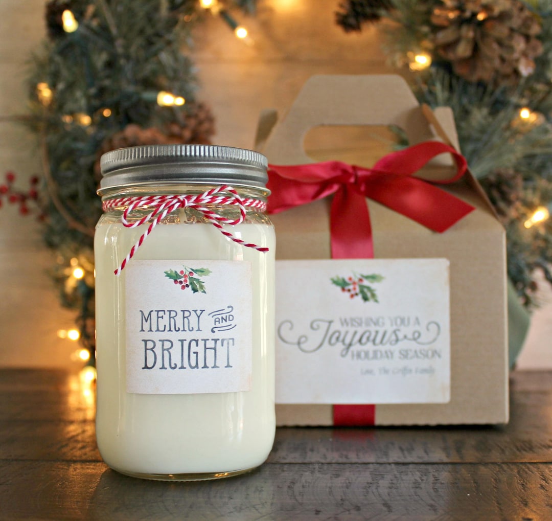 Merry & Bright Candle Gift / Holiday Candle Gift / Christmas Gift ...