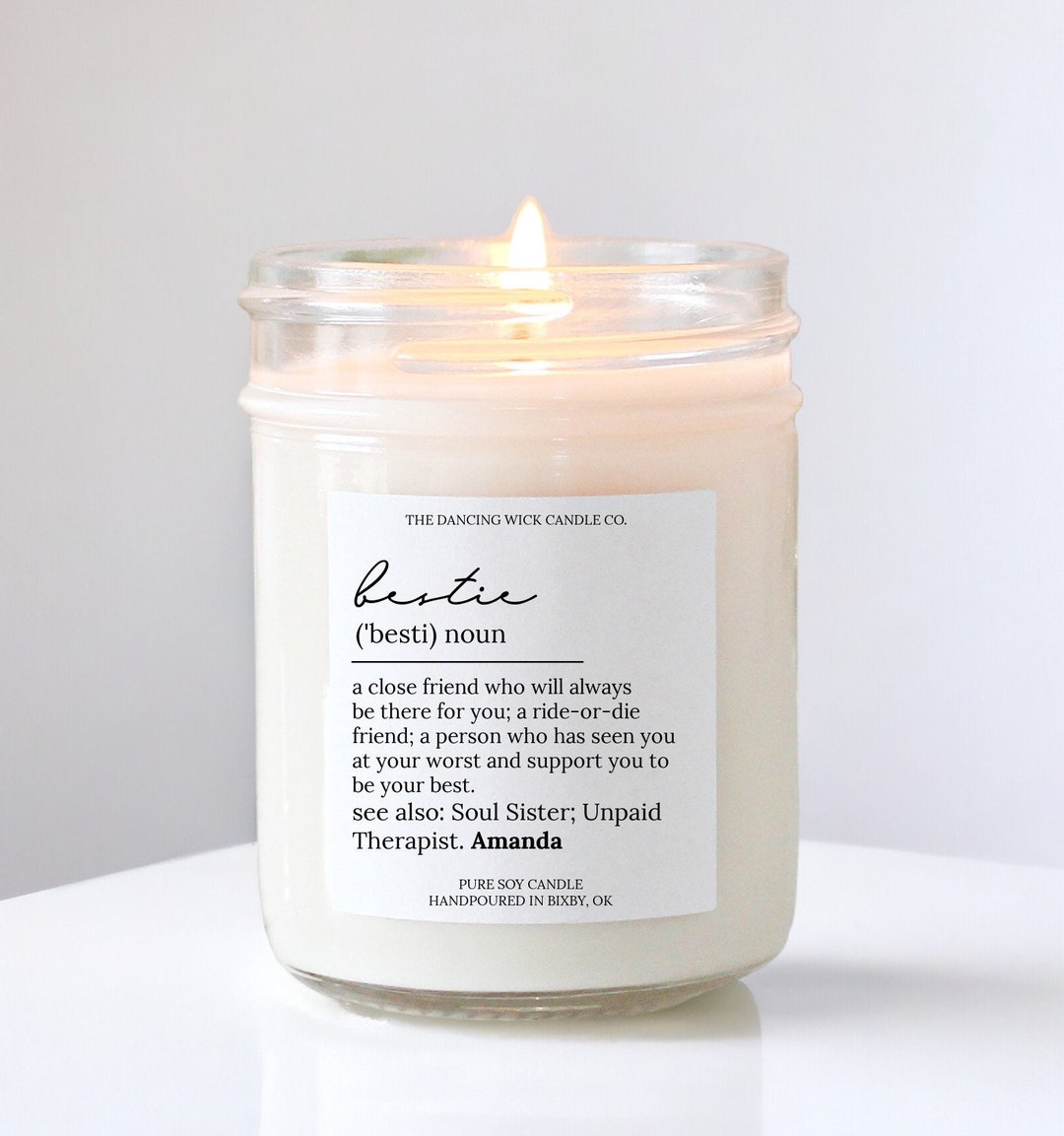 Best Friend Candle / Bestie Noun / Personalized Soy Candle / Friendship ...