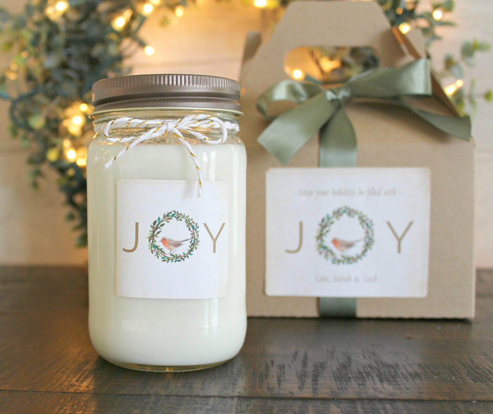 Joy Christmas Candle / Holiday Gift Candle / Personalized - Etsy