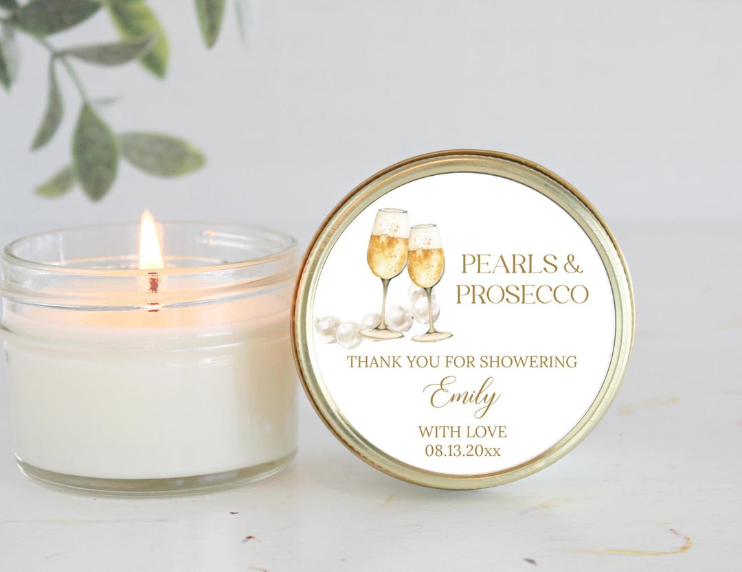 Pearls & Prosecco Candle Favors / Bridal Shower Favors / Personalized ...