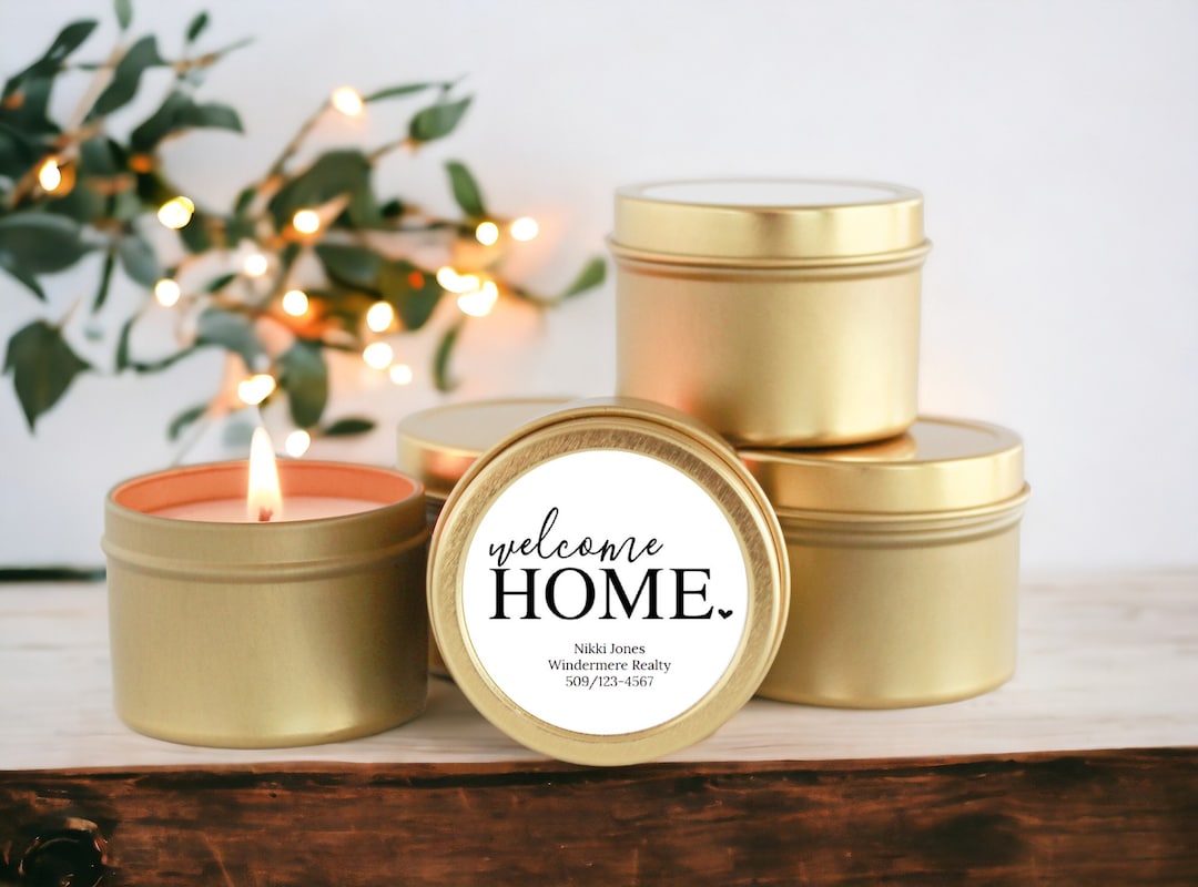 Personalized Welcome Home Candle Favors, Set of 10 Bulk Gift, Realtor ...