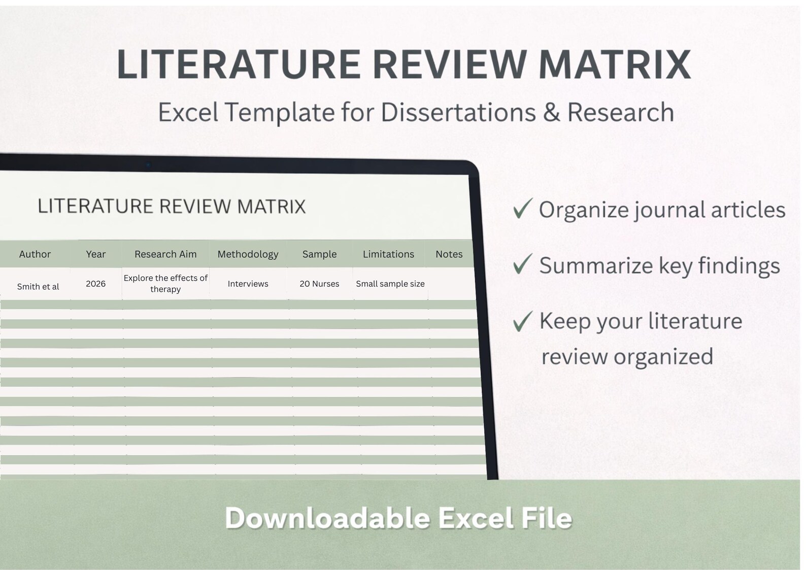 Literature Review Matrix | Excel Template for Dissertations & Research ...
