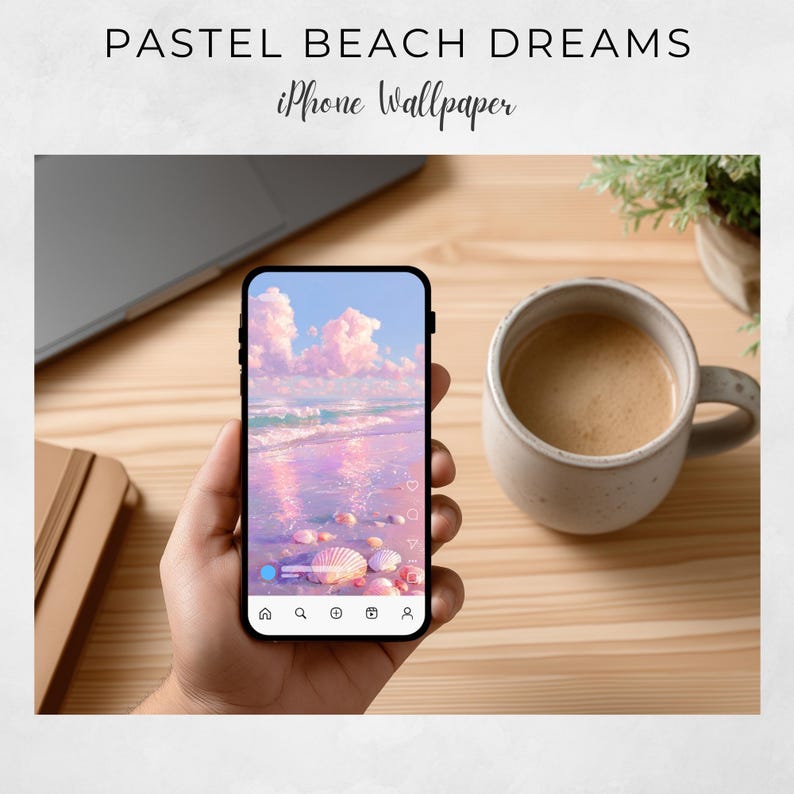 Pastel Beach Dreams Wallpaper Bundle, 48 iPhone Wallpapers, Coastal ...