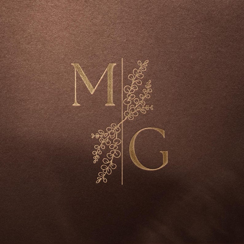 Editable Wedding Monogram Canva Template | Initials Logo With Floral ...