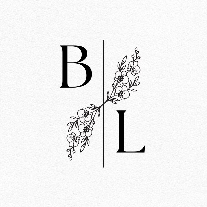 Editable Wedding Monogram Canva Template | Initials Logo With Floral ...