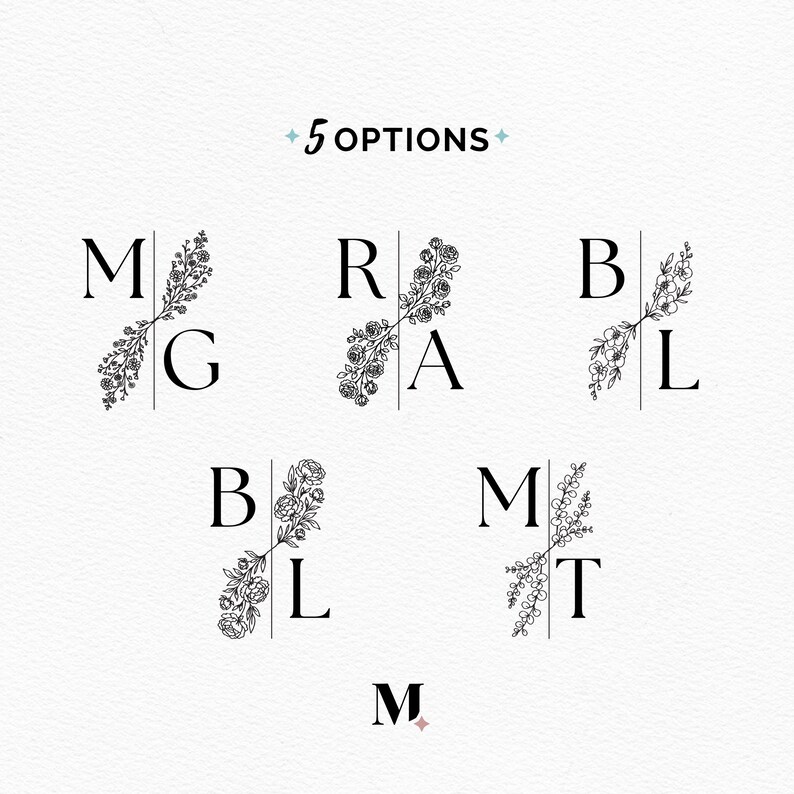 Editable Wedding Monogram Canva Template | Initials Logo With Floral ...