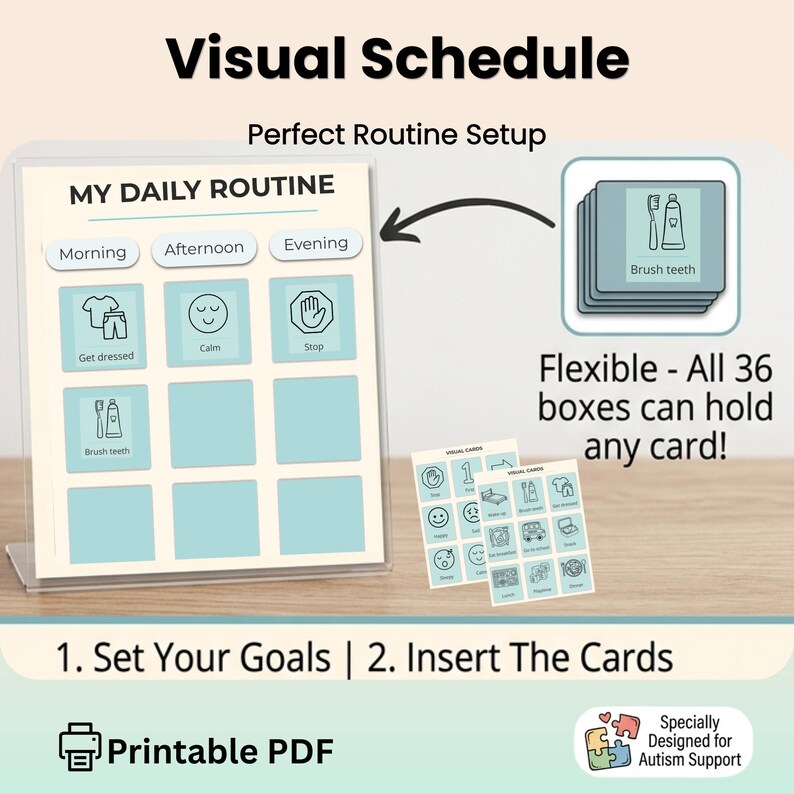 Autism Visual Schedule Cards, Printable Daily Routine Cards for Kids ...