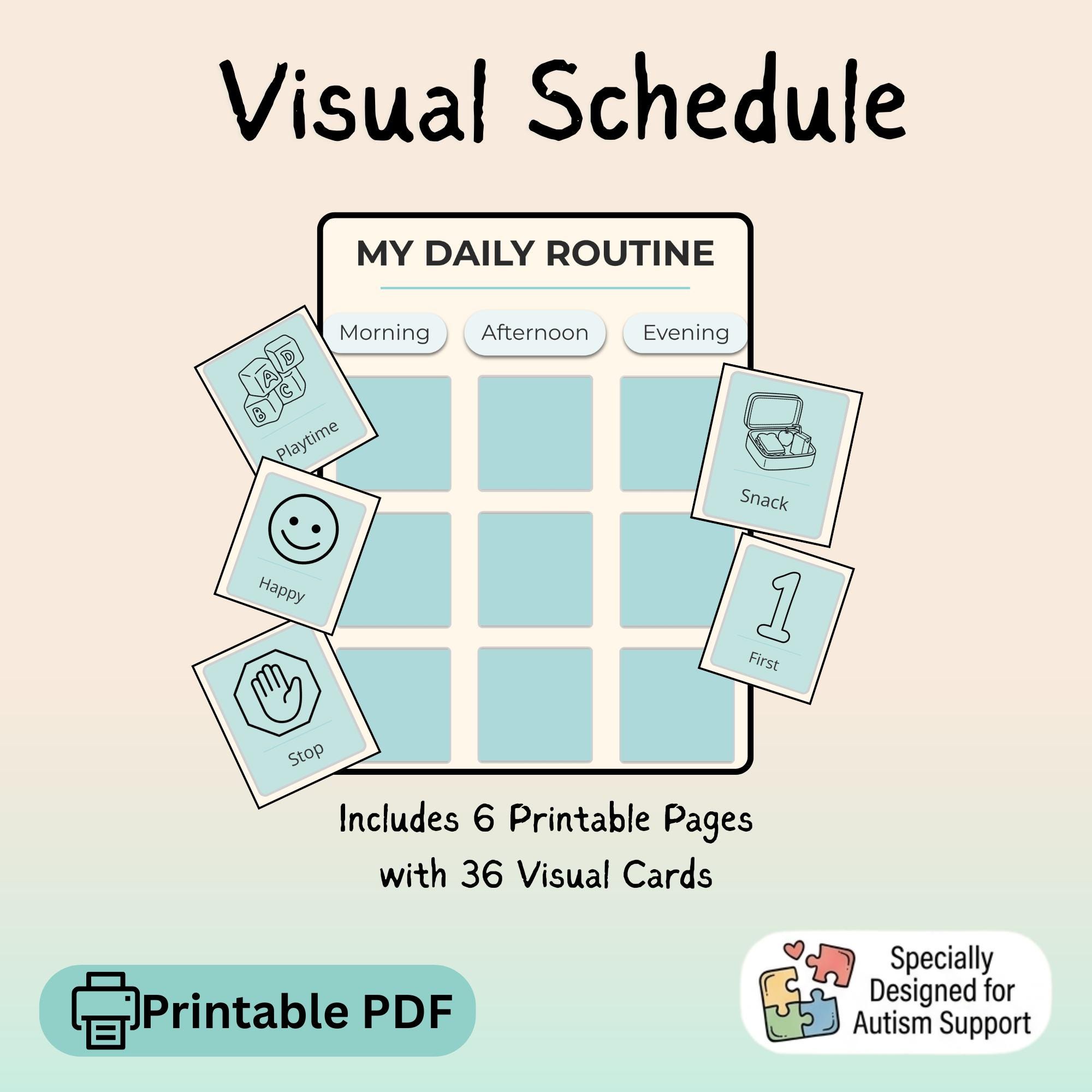 Autism Visual Schedule Cards, Printable Daily Routine Cards for Kids ...