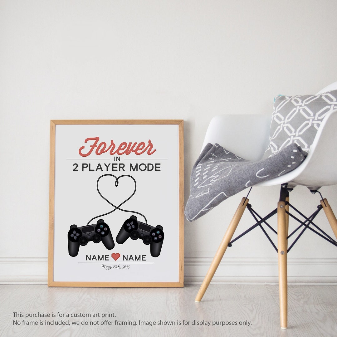 Custom Video Game Print for Couples, Forever 2 Player Mode, Gamer ...