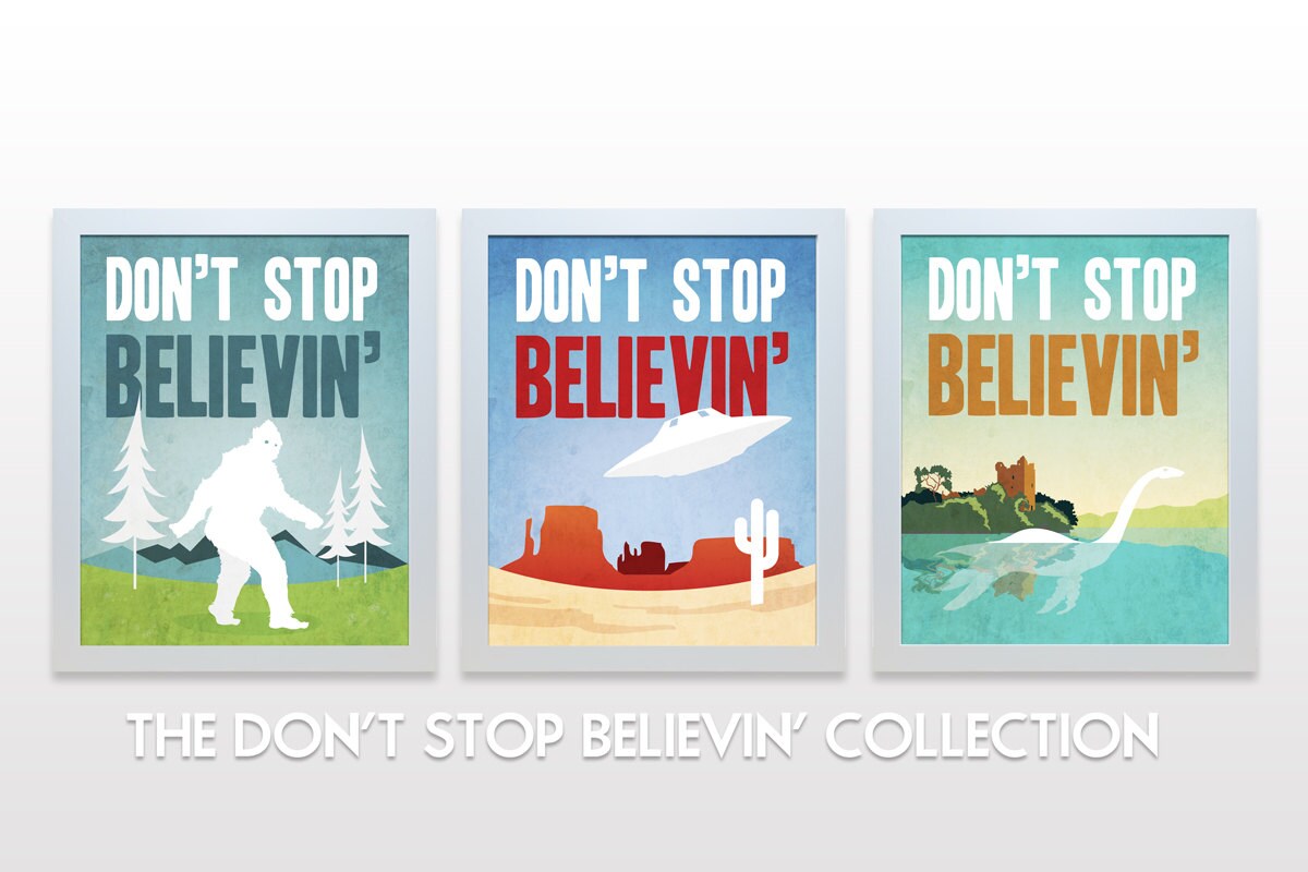 Don't Stop Believing Collection 3 piece print set ufo | Etsy