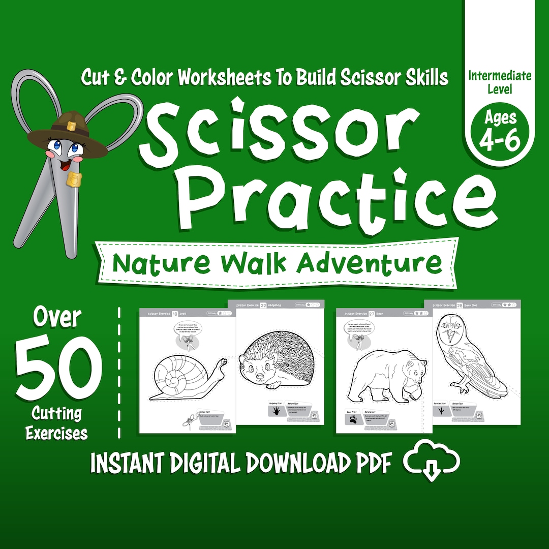 Scissor Practice Skills Activity Worksheets / Nature Walk Adventure ...