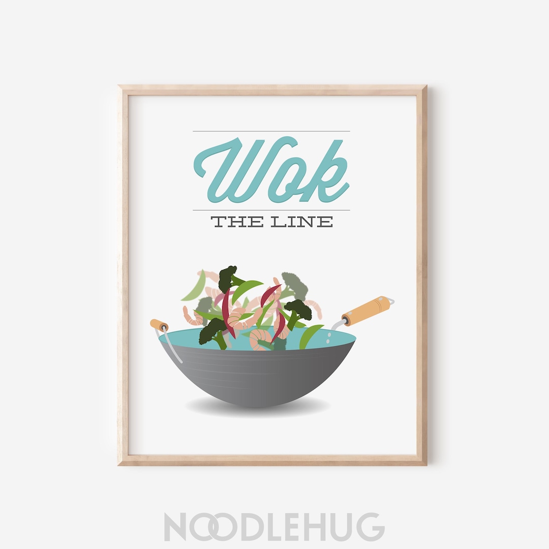 Wok Pan Cooking Kitchen Digital Printable / Wok the Line / Aqua Funny ...