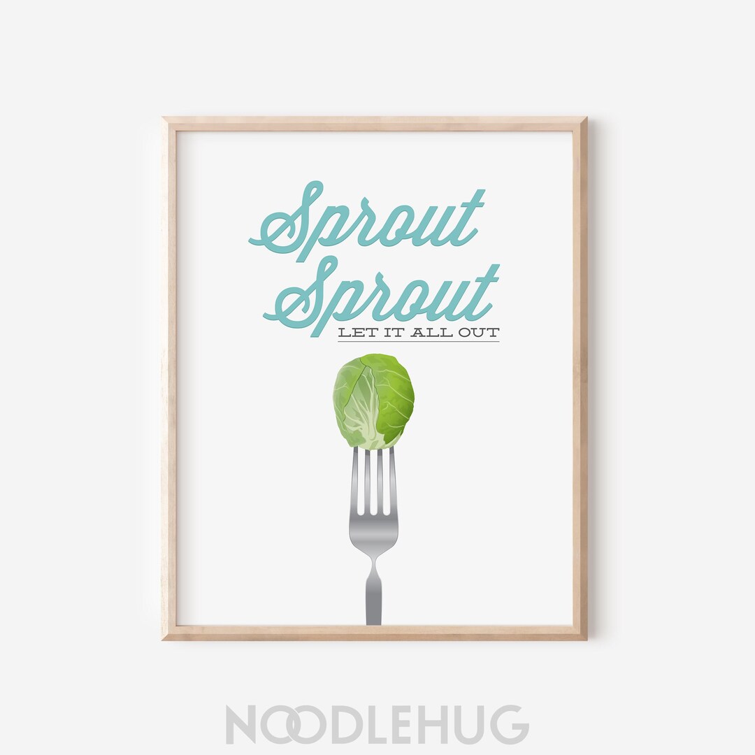 Brussel Sprout Kitchen Digital Printable / Let It All Out / Aqua Funny ...