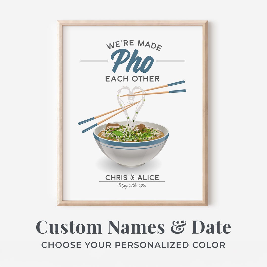 Custom Pho Noodles Couple Print, Personalized Names and Date ...