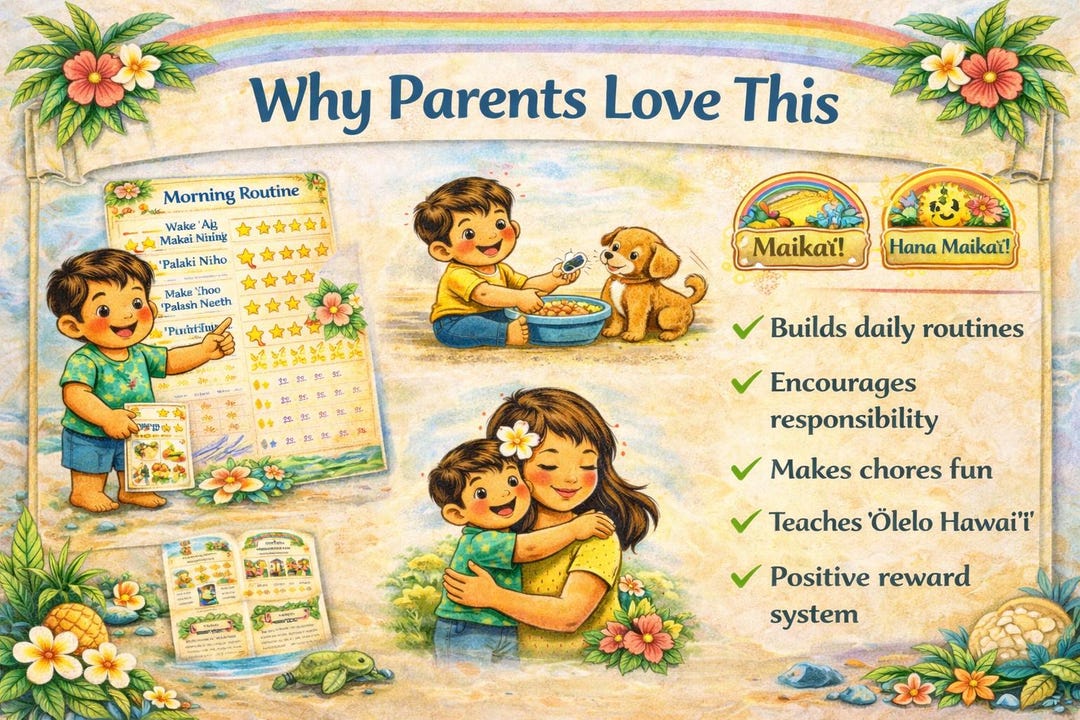 Hawaiian Kids Routine Chart Bundle | ʻŌlelo Hawaiʻi Chore Tracker ...