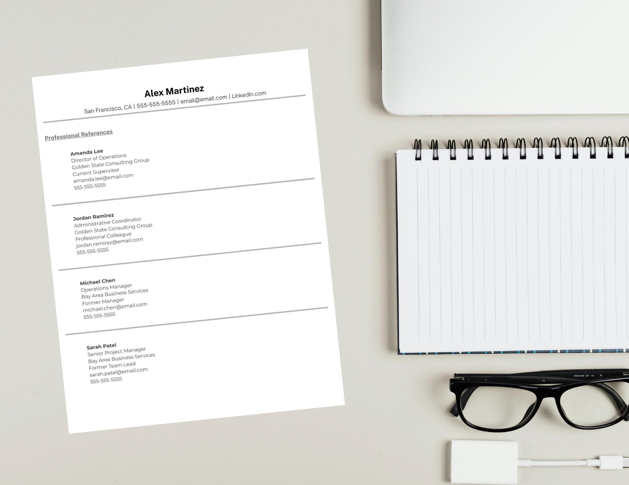 Entry-level Corporate Reference Page Template | Professional References ...