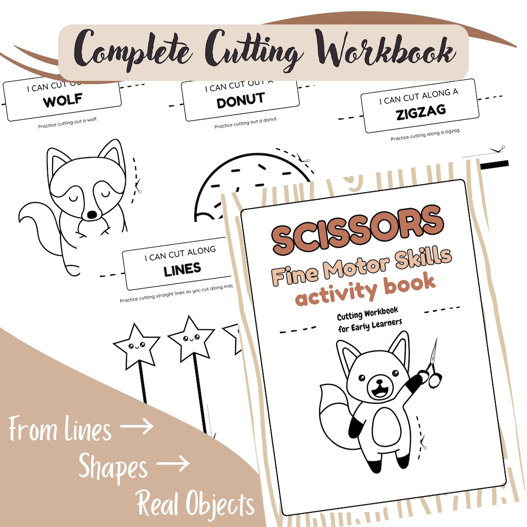 Scissor Skills Activity Book Printable | Cutting Workbook for Preschool ...