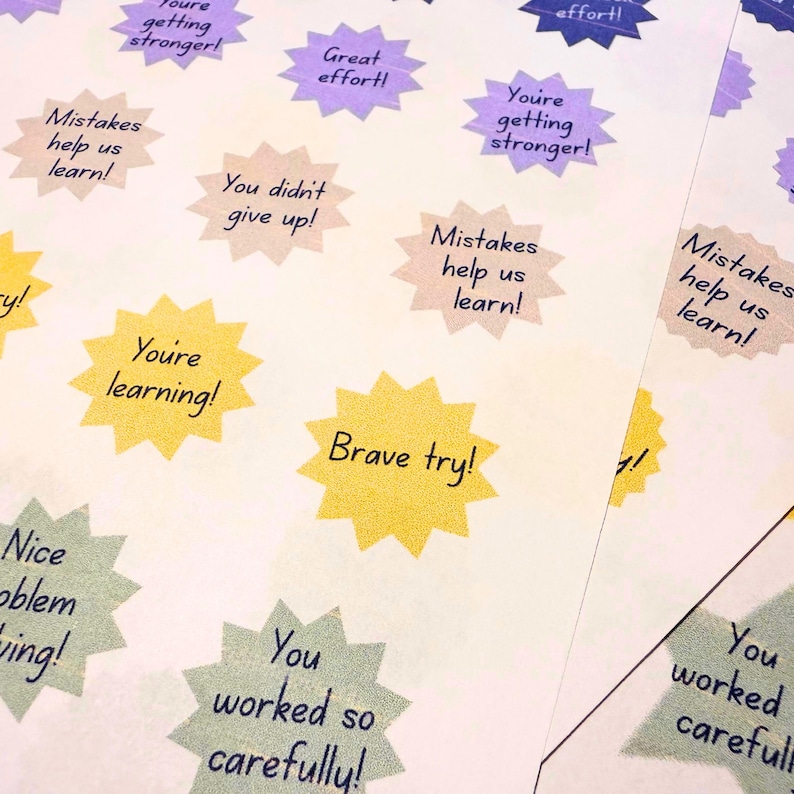 Growth Mindset Reward Stickers Printable | Effort Praise Stickers for ...