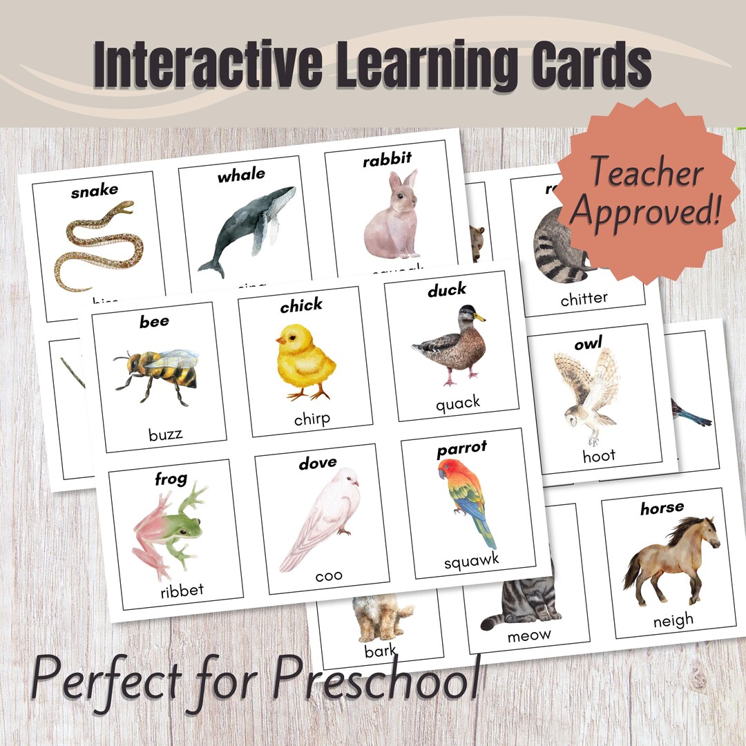 Animal Sounds Flashcards Printable | Preschool Vocabulary Cards for ...