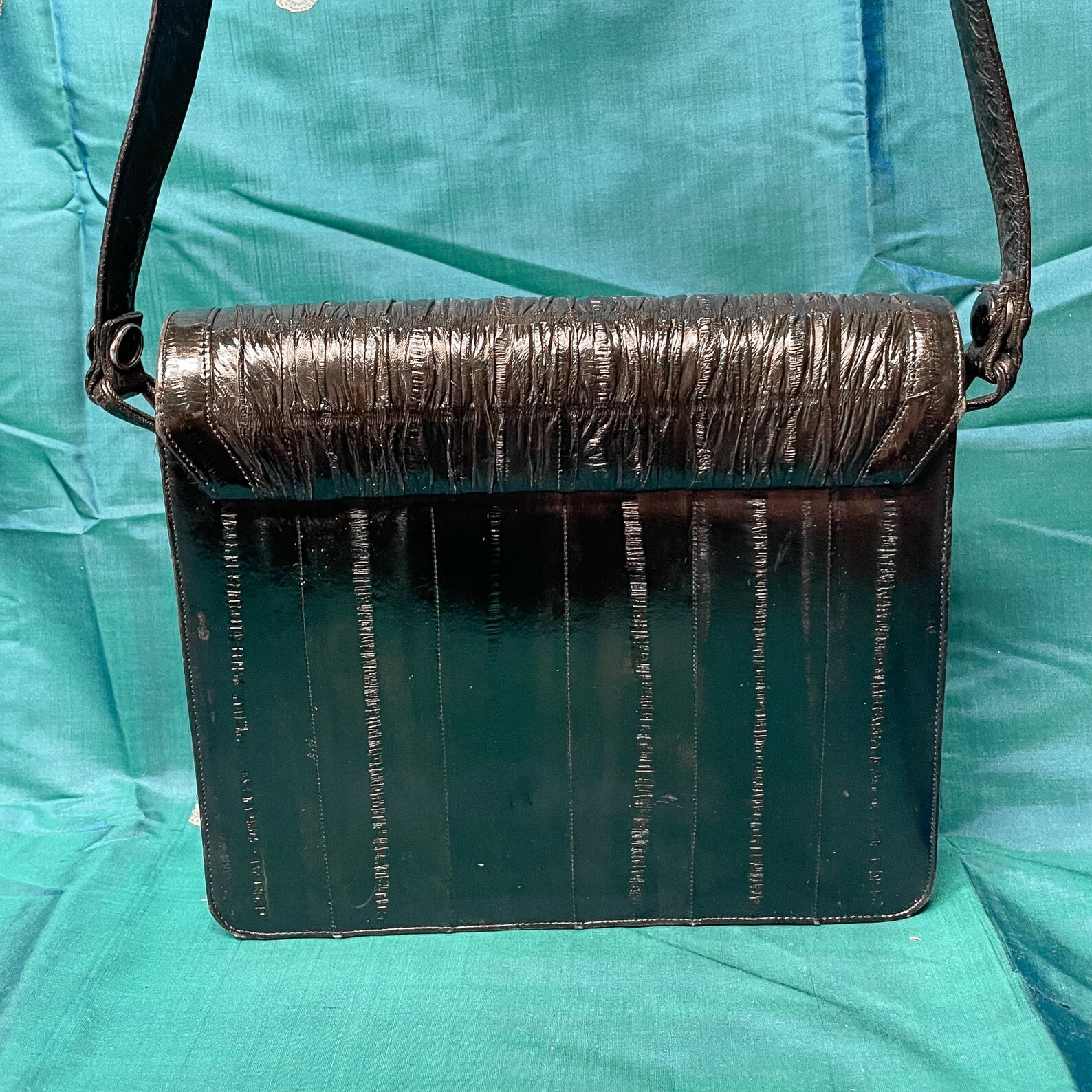 Vintage Genuine Black Eel Skin Shoulder Bag, Exotic Skin Handbag - Etsy