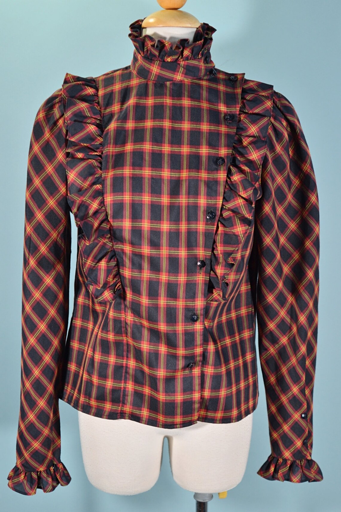 Vintage Prairie Blouse Cottagecore Plaid Ruffled Top Fall - Etsy