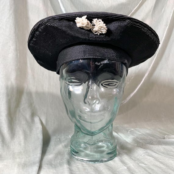 Gage Bros Vintage 40s Black Straw Tam O' Shanter Ladi… - Gem