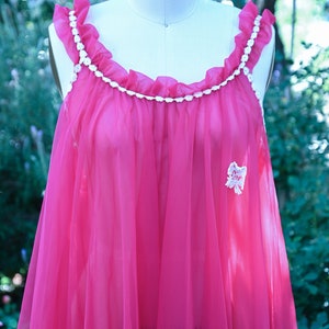 50s/60s Vintage Negligee Night Gown Fuchsia Pin up Bombshell | Etsy