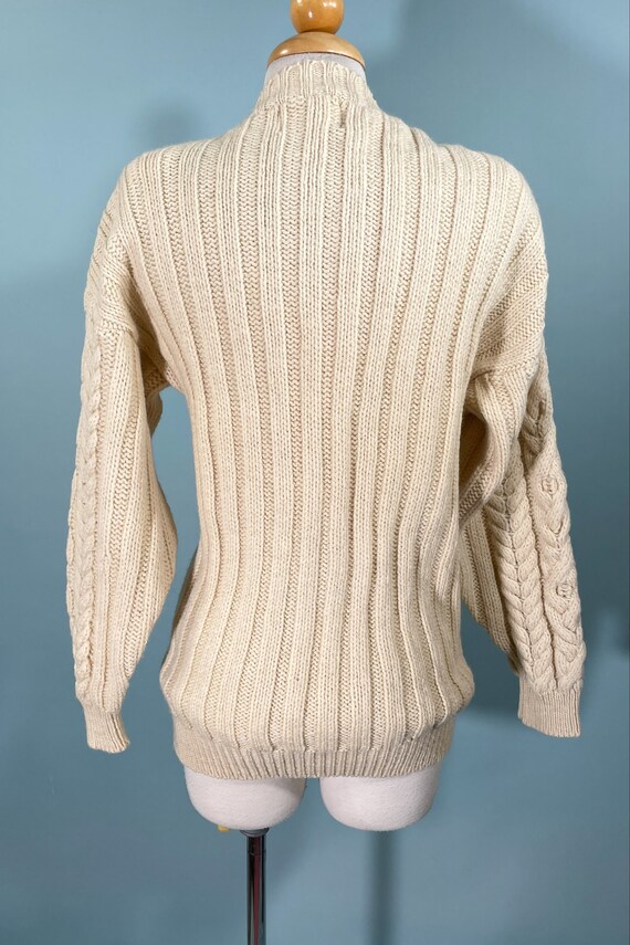 SALE Carducci Cream Wool Cardigan Sweater, Cable Knit… - Gem