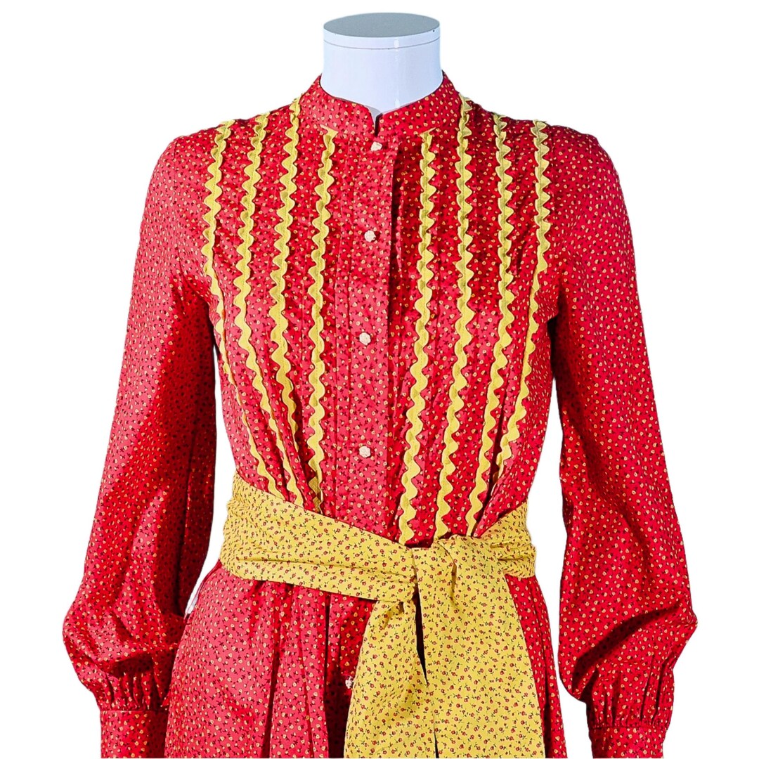 Vintage Red Prairie Calico Print Dress, Cottagecore Dress Jay Morley ...