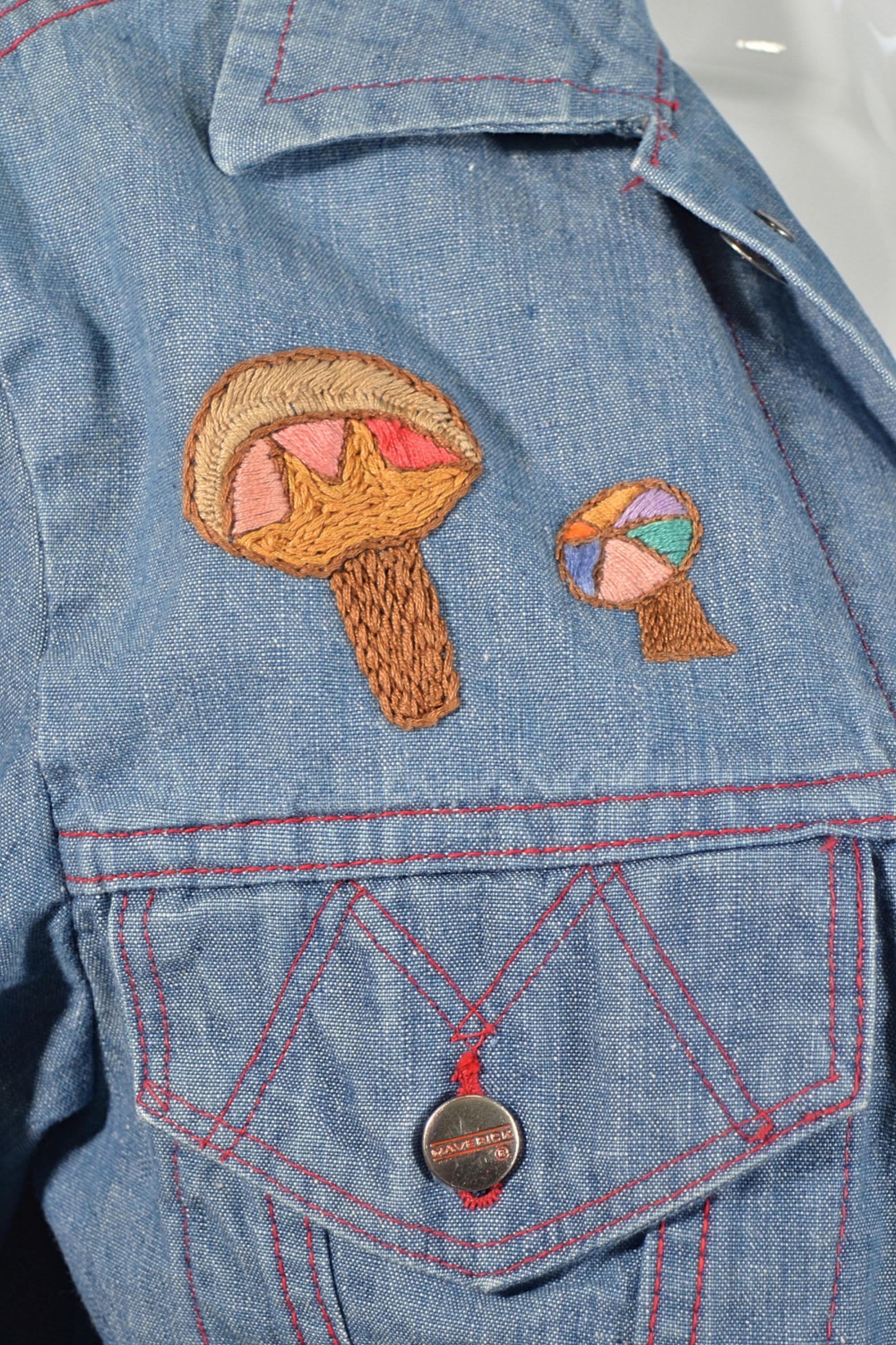 70s Embroidered Denim Jacket, OOAK Hippie Boho Denim Jean 70s Embroidered Denim Jacket, OOAK Hippie Boho Denim Jean