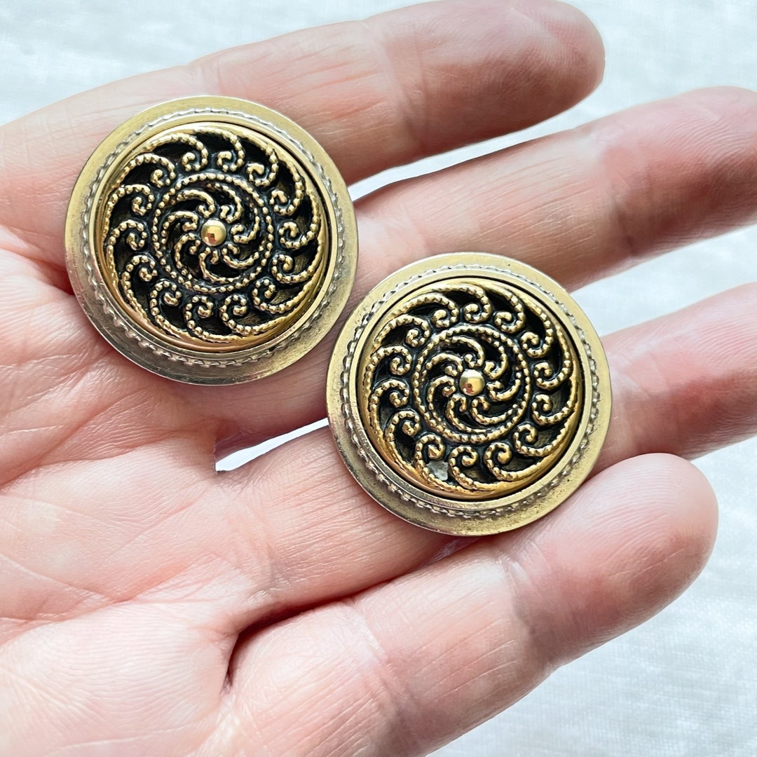 Vintage MCM Gold & Silver Toned Swirl Cufflinks, Rat Pack Cufflinks by ...