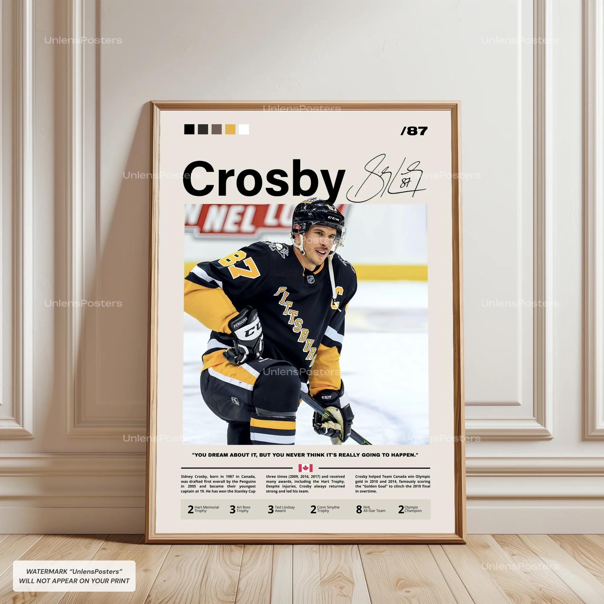 Sidney Crosby Poster, Crosby Penguins, Framed NHL Hockey Print, Ice ...
