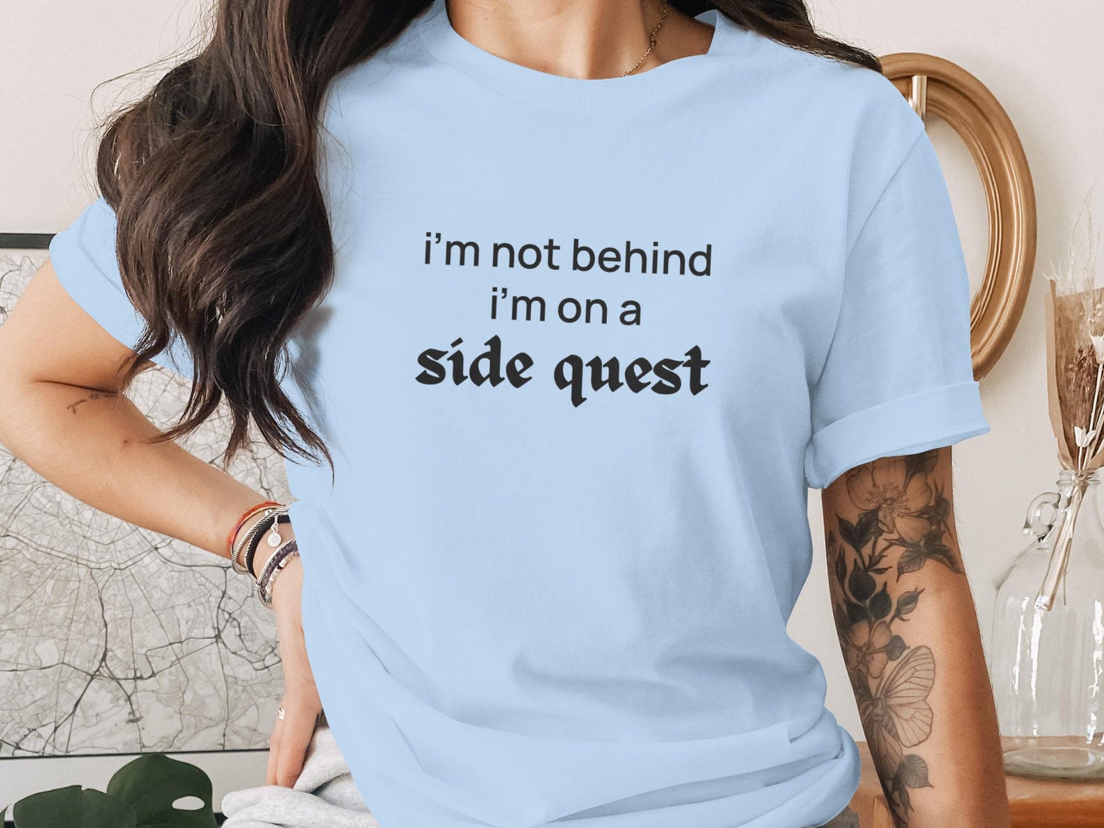 Sarcastic Procrastination Shirt Not Behind on A Side Quest ADHD Gamer ...