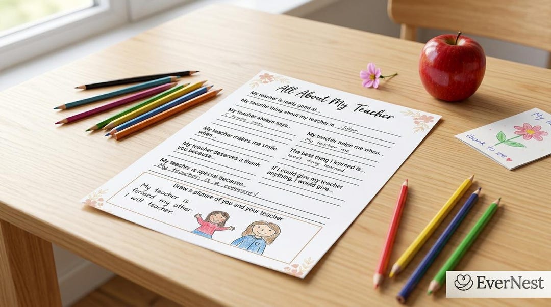 All About My Teacher Printable, Teacher Gift - Etsy