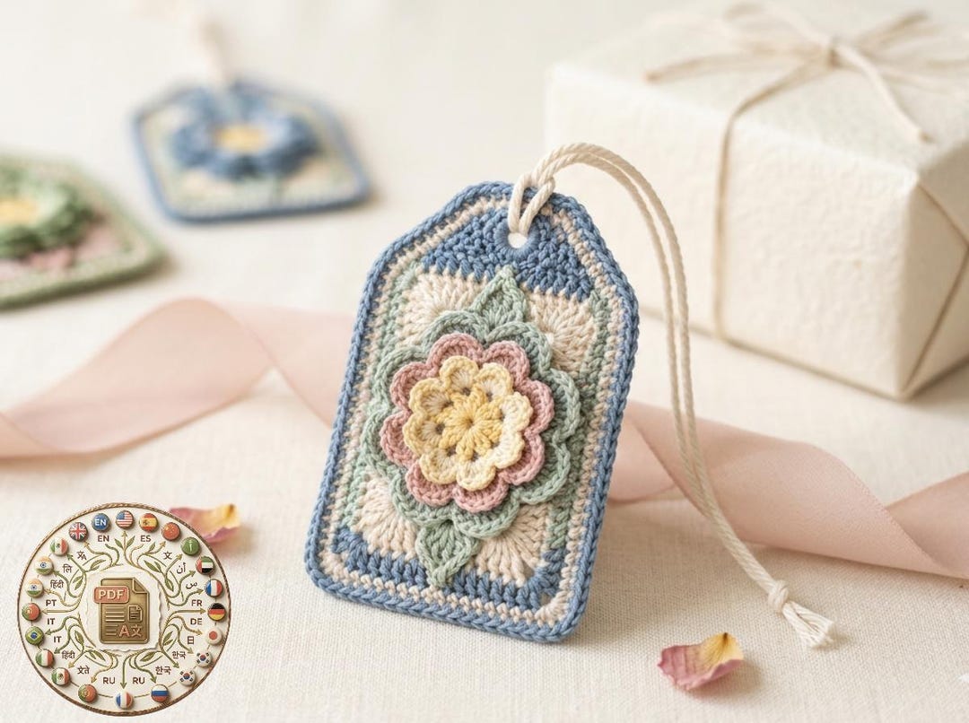 Floral Crochet Gift Tag Pattern, Romantic Flower Bag Charm, Beginner ...